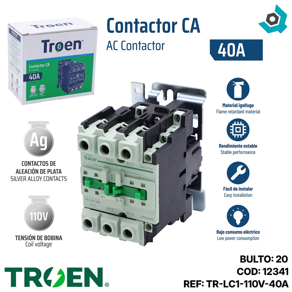 CONTACTOR CA 40A 110V TROEN | Litani Import Export